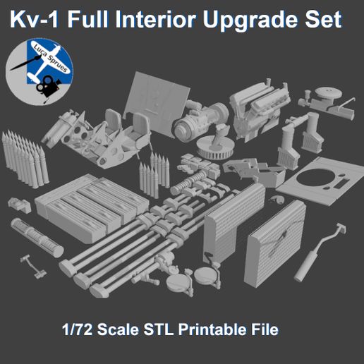 🪖 1/72 Scale Kv-1 Russian Heavy Tank Full Interior Upgrade STL Set・ STL ...