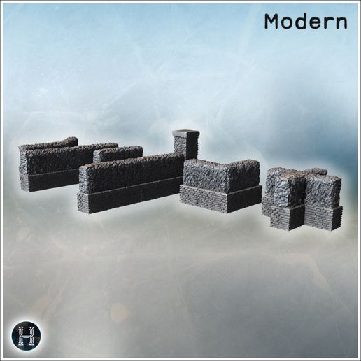 🗺️ Section of stone defensive walls with chimney and corner structures ...