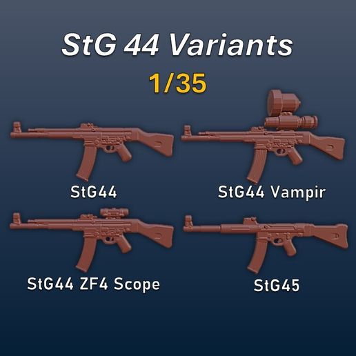 3D file StG 44 Variants - 1/35 - Military Scale Modeling 🪖 ・Template to download and 3D print・Cults