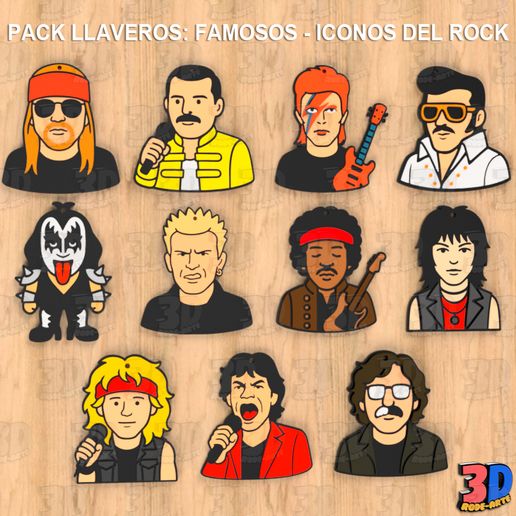 🔑 KEY RING PACK "FAMOUS ARTISTS - ROCK ICONS".・ STL File for 3D ...
