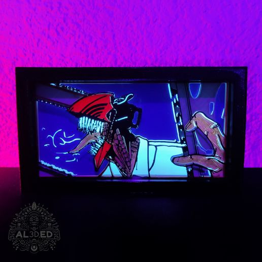 🪚 Motosierra Hombre Denji Lámpara de escritorio LED Lightbox・Archivo ...
