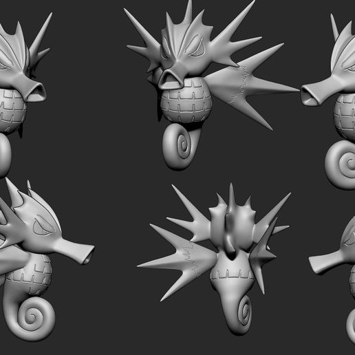 🐉 Pokemon - Horsea, Seadra and Kingdra with 2 poses・ STL File for ・Cults