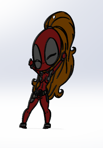 STL file lady dead pool keychain 😵 (DXF)・Template to download and 3D ...