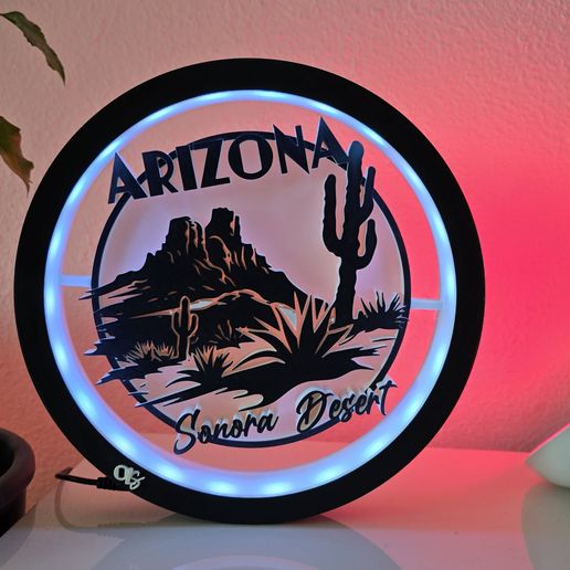 🌵 Arizona Cactus LED Sign - Desert 3D Printable Wall Decor ...