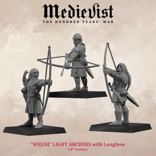 🫡 "Welsh" light archers with longbow・ 3D File for 3D printing・Cults