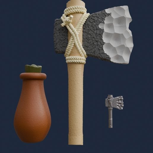 🪓 Stone Axe and Pottery Bottle Dr. Stone Senku Replica・ STL File for 3D ...