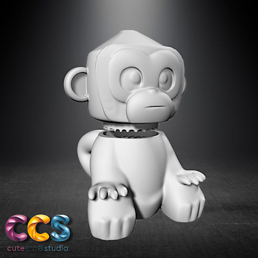 STL file chibi monkey grinder 🐒 (3MF)・Design to download and 3D print・Cults