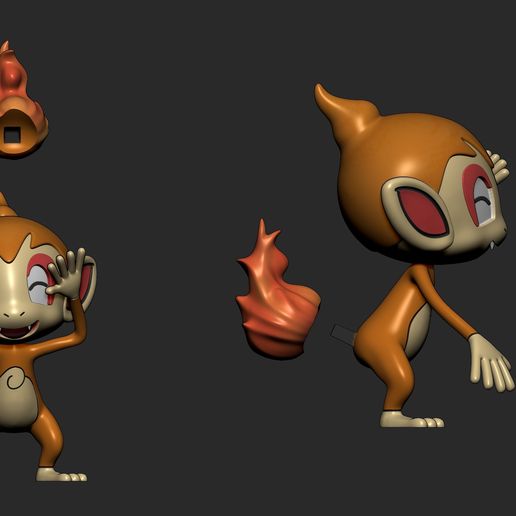 🐉 Pokemon - Chimchar with 3 poses・ STL File for ・Cults