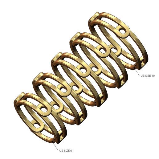 🔗 Open overlapping oblong links band US sizes 6to10 3D print model・ STL ...