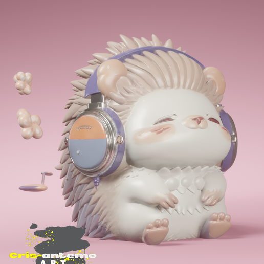 👶 Relaxed Baby Hedgehog with Earphones - Cute 3D Printable Figure・ STL ...