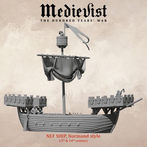 🚢 Medieval Nef ship, Normand style, 13th & 14th century・ 3D File for 3D ...