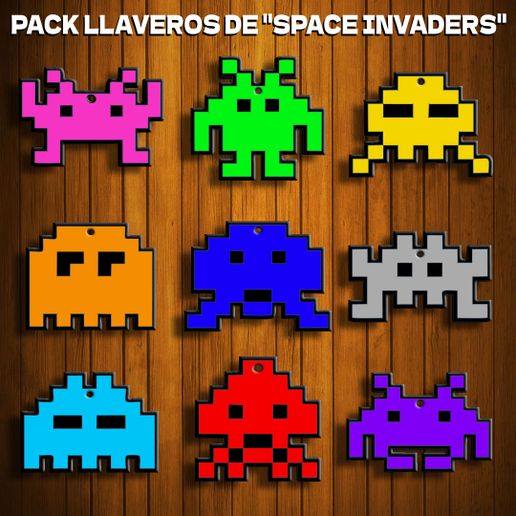 🔑 PACK 9 KEY RINGS OF "SPACE INVADERS" - "SPACE INVADERS" / KEY CHAIN ...