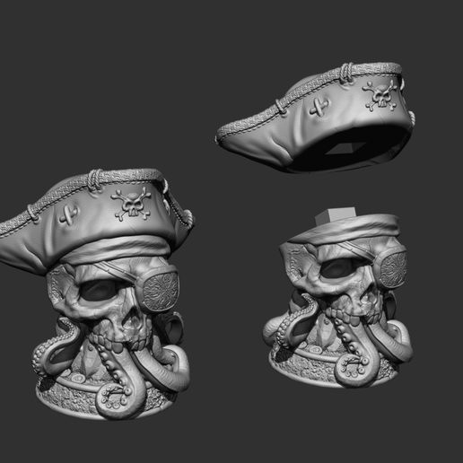 🏴‍☠️ Pirate Skull・ STL File for 3D printing・Cults