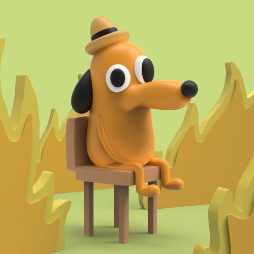 🐕 THIS IS FINE !! meme ( DOG ON FIRE )・Archivo STL para ・Cults