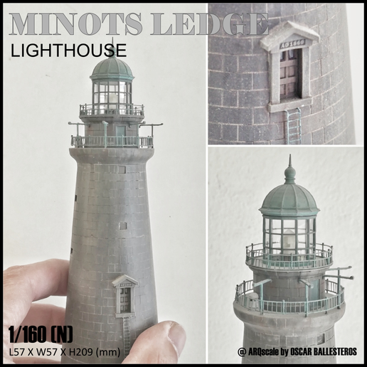 🏠 MINOTS LEDGE LIGHTHOUSE - N (1/160) SCALE MODEL LANDMARK・ 3D File for ...