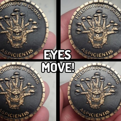 👀 Moving Eyes Ancient Beholder Coin・ STL File for 3D printing・Cults