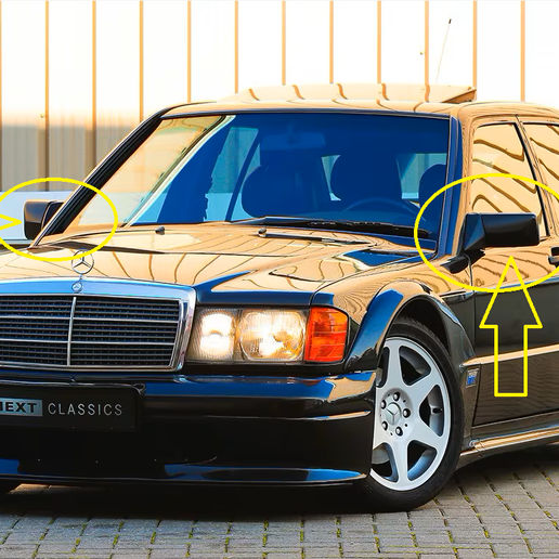 🚗 Mercedes Benz 190E mirrors, left and right. 1/24 scale・ STL File for ...