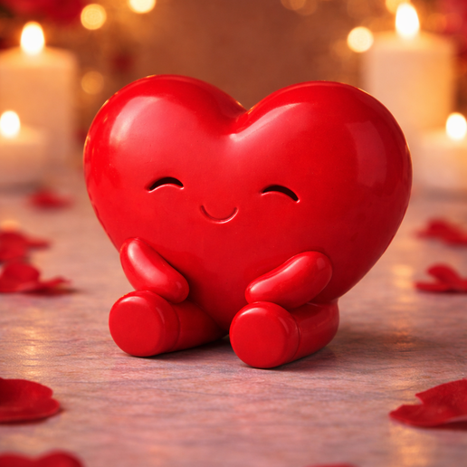 💜 Cute Sitting Heart Figurine – Valentine’s Day Love Decor 3D Print STL ...