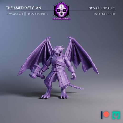 🎲 The Amythyst Clan | Novice Knight C・ 3D File for 3D printing・Cults