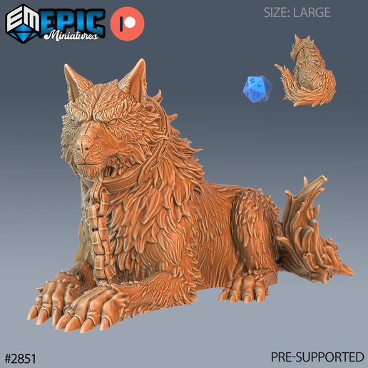 3D file Fenrir Wolf Chained Guarding Lay ‧ DnD Miniature ‧ Tabletop ...