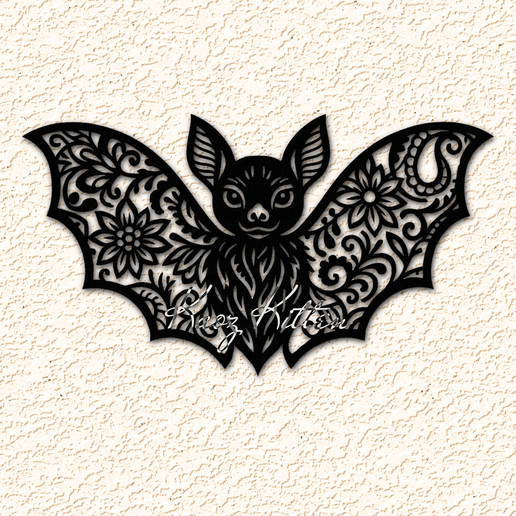 🦇 Midnight Floral Bat Wall Art Home Decor・ STL File for 3D printing・Cults