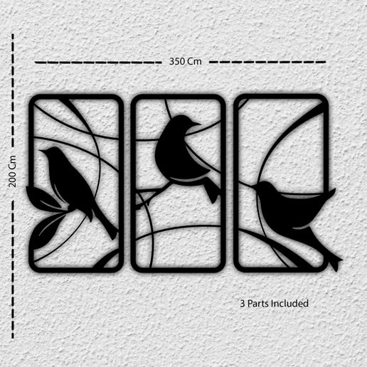 🎨 three birds wall art・ STL File for ・Cults