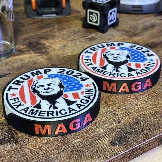 ☕ Trump 2024 coaster・ STL File for ・Cults