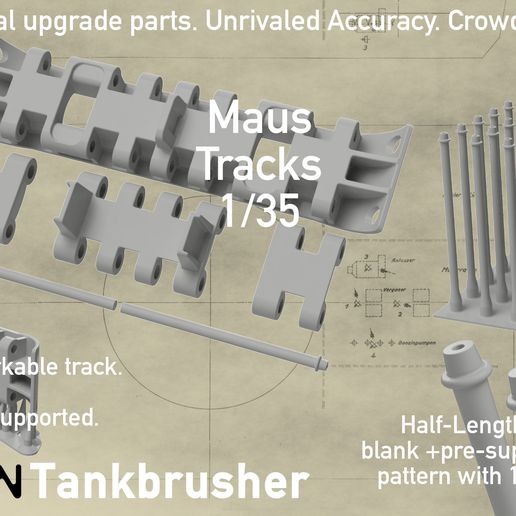 🌆 1/35 Maus - Early style track #352410114・ 3D File for 3D printing・Cults