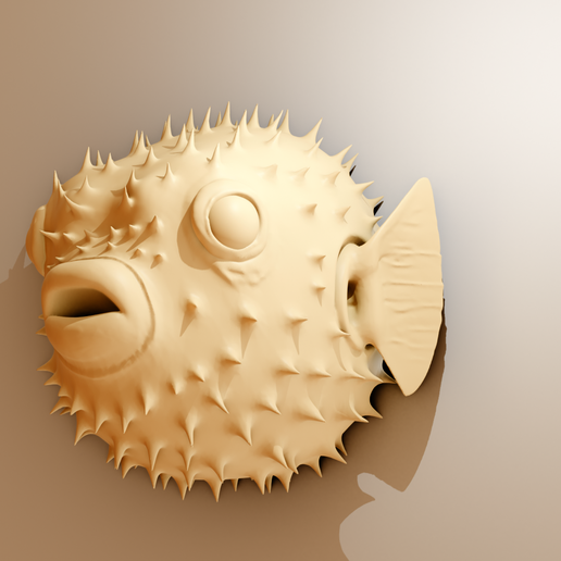 STL file puffer fish head wall mount mouth open stl 🐠 ・3D printable ...
