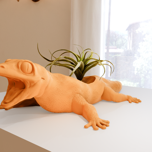 STL file gecko planter mouth open pot flower vase stl 🪴 ・3D printing ...
