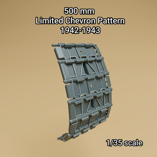🪖 T-34 500 mm Limited Chevron Pattern Workable Track・ STL File for 3D ...