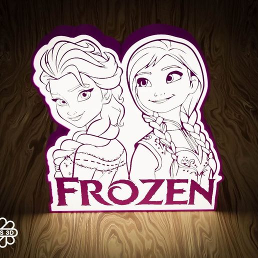 👤 Frozen-Inspired 3D LED Lightbox | Anna & Elsa Silhouette・ STL File ...