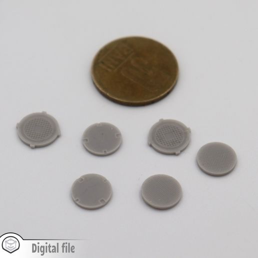 3D file 1:87 HO Set of 3 circular manhole covers #1 🌆 ・3D printing ...