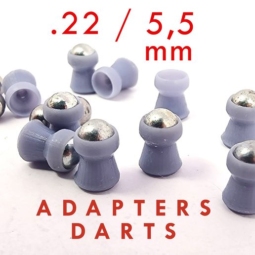 🔫 Set of Airgun 5,5 mm Adapters / Darts .22 pellets projectiles・ STL ...