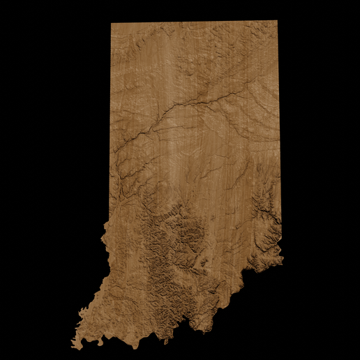 🗺️ Topographic Map of Indiana – 3D Terrain・ 3D File for 3D printing・Cults