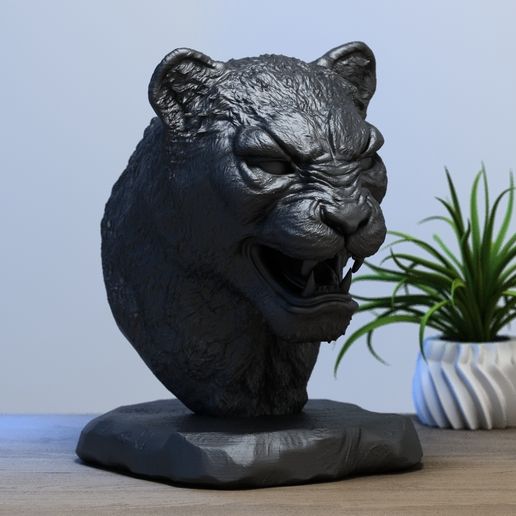 🦁 Lion head bust, Animal head, Animal bust, Lion scream a04 (1)・ STL ...