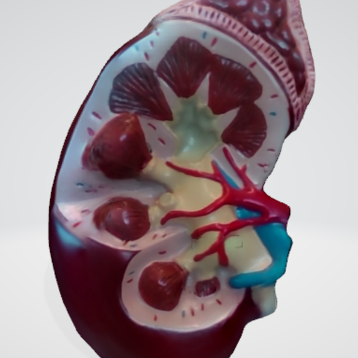🩻 MODELO DE RIÑÓN ESCANEADO CON ARTERIA RENAL, VENA, CORTEZA RENAL ...