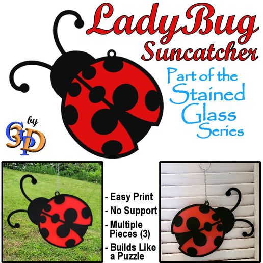 🐞 Ladybug Suncatcher Window Garden Decor Multiple Pieces STL Files・ STL ...