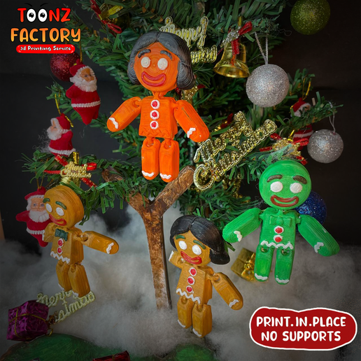 🎄 Flexi Cute Gingerbread Couples・Free STL File for ・Cults