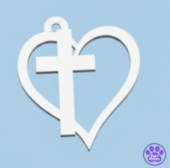 Cross in Heart – 0.4 Earring/Keychain Free・Free STL File for 3D ...