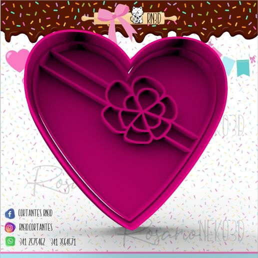 💜 HEART WITH BOW cookie cutter - CORAZON CORAZON CON MOÑO - HEART WITH ...