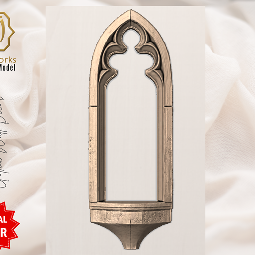 🪟 Gothic Wall Decor STL Set – Cathedral Window and Side Arches (3 Files ...