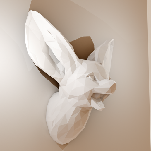 🦊 Fennec fox head wall mount scream low poly stl・ STL File for 3D ...