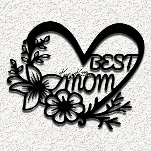 💜 best mom heart a wall art home decor・ STL File for 3D printing・Cults