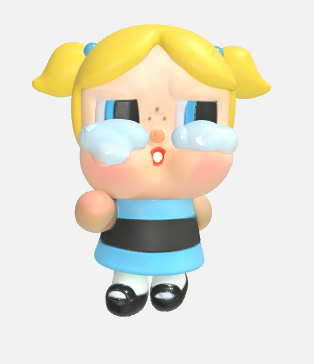 🫧 Bubbles Chibi Crying Hero Girl - Blue Sweetie 3D Figure・ OBJ File for ...