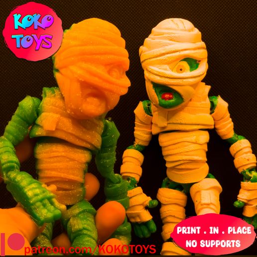 👻 CUTE FLEXY ARTICULATED MUMMY PRINT-IN-PLACE (FREE)・Free STL File for ・Cults