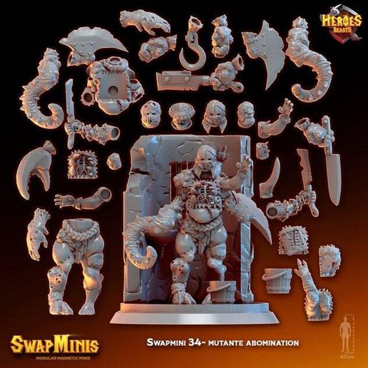 👹 Swapmini 34- mutante abomination (・ 3D File for 3D printing・Cults