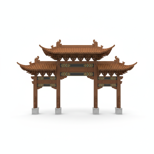 🪵 Traditional Wooden Paifang Archway 3D Model | East Asian Gateway・ STL ...