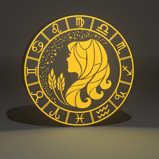♍ Virgo Astrology Zodiac Lampara Lamp Lightbox・ 3MF File for 3D printing・Cults