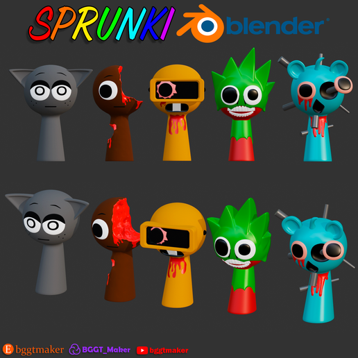 Archivo STL Incredibox SPRUNKI EFFECTS Horror Mode Characters Blender Set | Fan Art 🎨 ・Objeto de ...